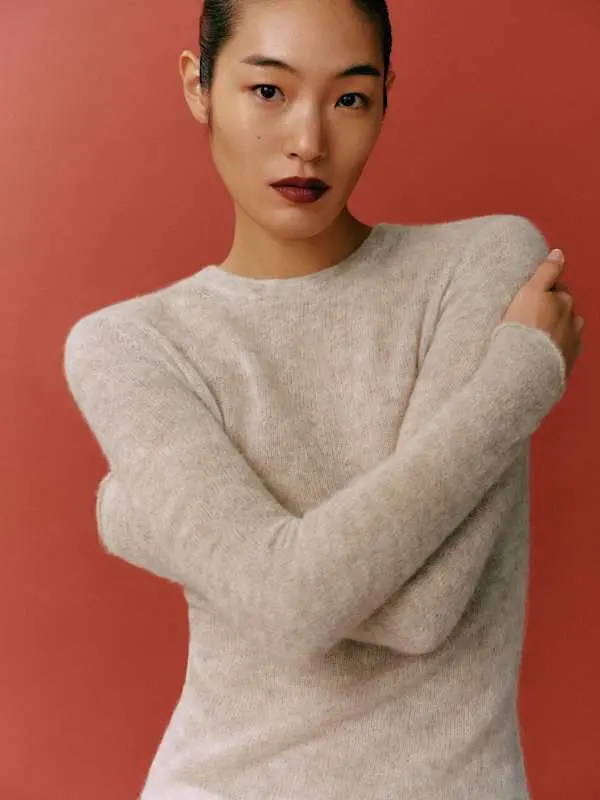 REFORMATION Alice Sheer Alpaca Crew Sweater