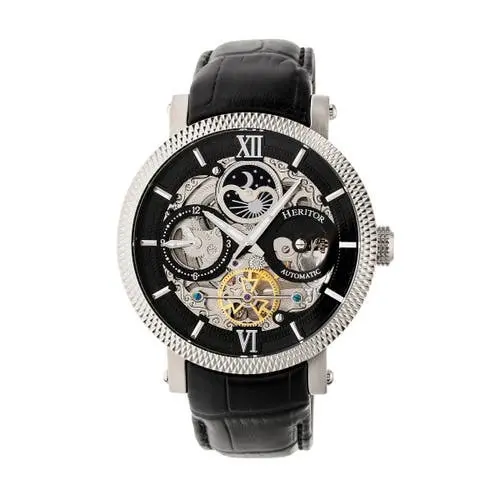 HERITOR AUTOMATIC Aries Skeleton Bracelet Watch - Black