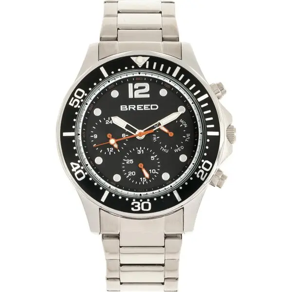 BREED Pegasus Bracelet Watch With Day/date - Black/silver