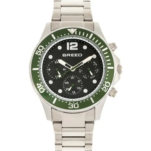 BREED Pegasus Bracelet Watch With Day/date - Green/silver