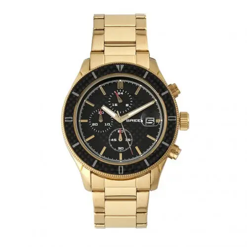 BREED Maverick Chronograph Leather-band Strap Watch - Gold