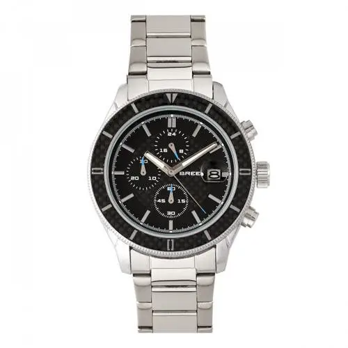 BREED Maverick Chronograph Leather-band Strap Watch - Silver