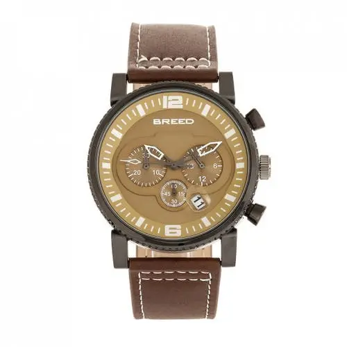 BREED Ryker Chronograph Leather Strap Watch - Brown/camel