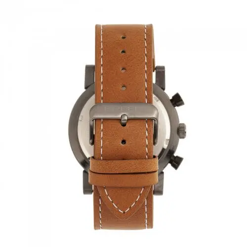 BREED Ryker Chronograph Leather Strap Watch - Camel/gunmetal