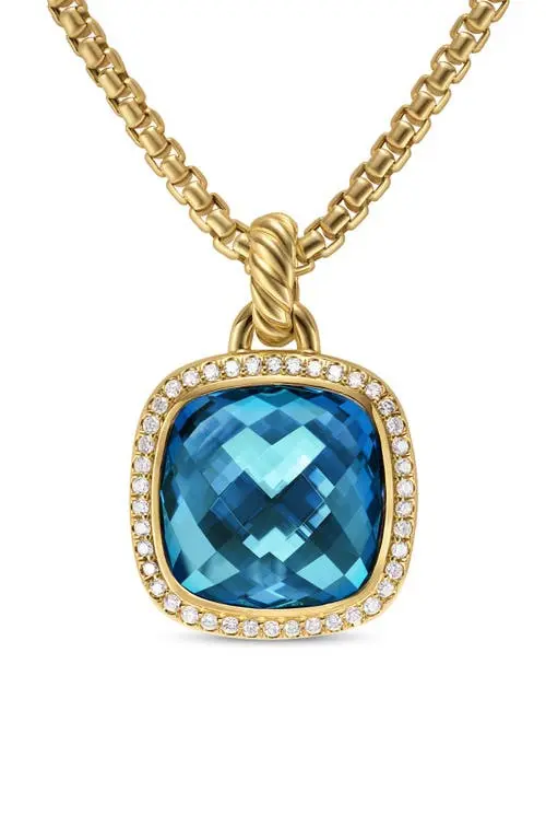 David Yurman Albion® Pendant In 18k Yellow Gold With Diamonds - Blue Topaz