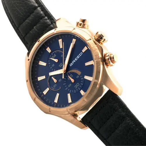 BREED Lacroix Chronograph Strap Watch - Rose Gold/black