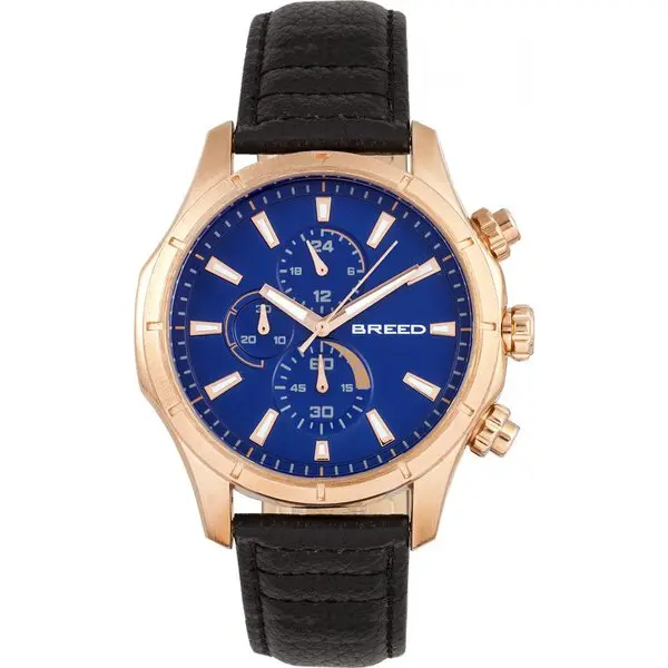 BREED Lacroix Chronograph Strap Watch - Rose Gold/black