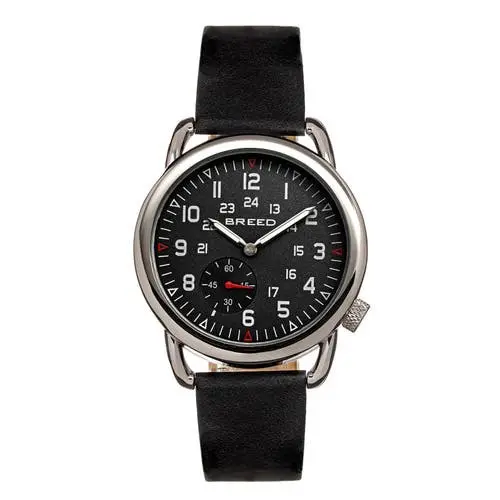 BREED Regulator Leather Strap Watch - Black