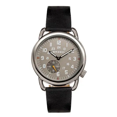 BREED Regulator Leather Strap Watch - Black/gunmetal