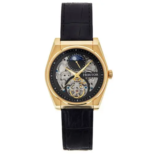 HERITOR AUTOMATIC Daxton Skeleton Watch - Black/gold