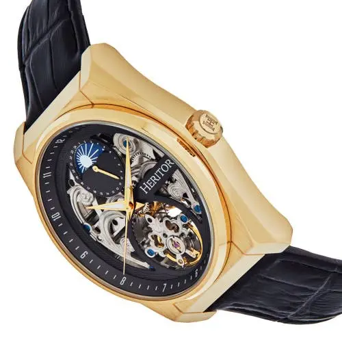 HERITOR AUTOMATIC Daxton Skeleton Watch - Black/gold