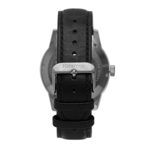 HERITOR AUTOMATIC Jonas Leather-band Skeleton Watch - Silver/black