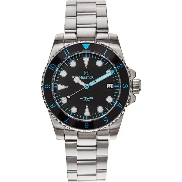 HERITOR AUTOMATIC Luciano Bracelet Watch W/date - Black/blue
