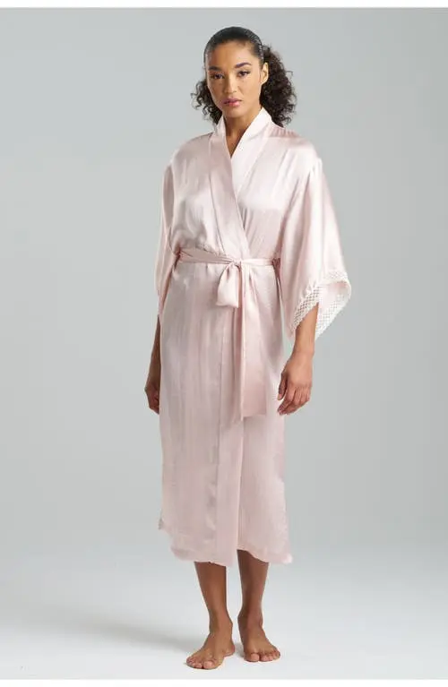 Natori Ashley Icon Robe With Lace - Shell Pink