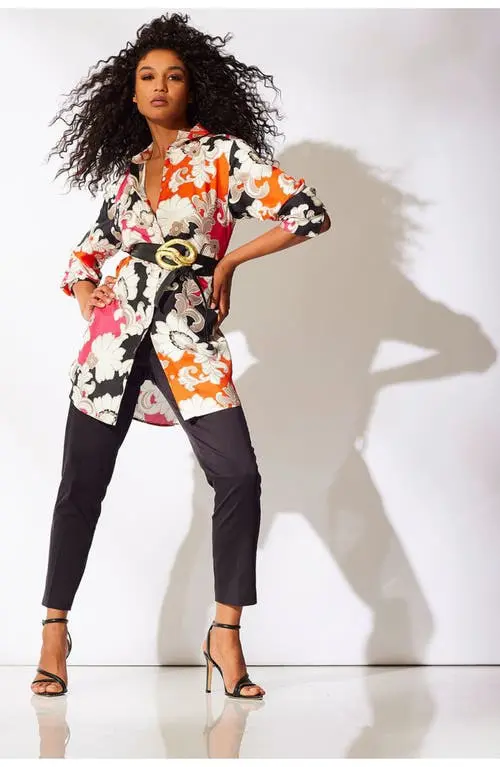 Natori Cressida Printed Silk Twill Tunic Shirt
