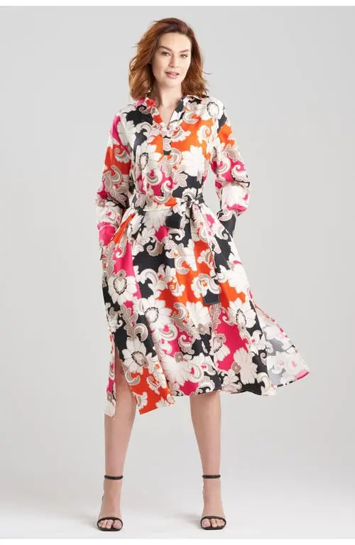 Natori Cressida Printed Silk Twill Oversized Shirt Dress - Multi