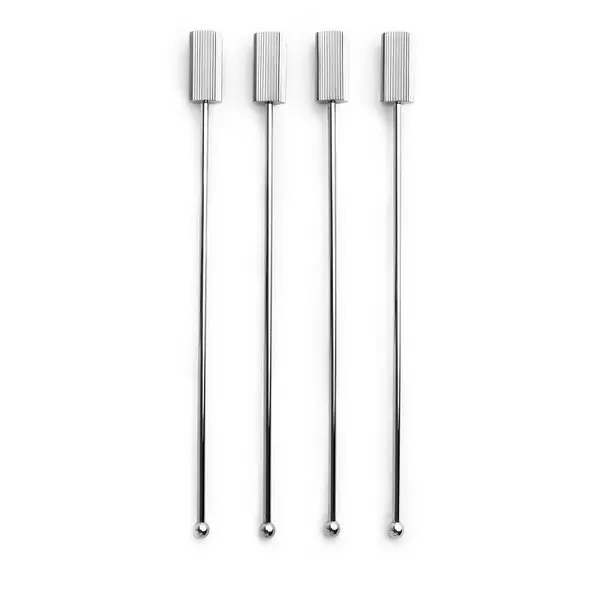 ANNA NEW YORK Striations Drink Stirrers, Silver Tone, Set Of 4 - No Color