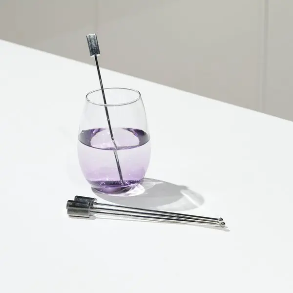 ANNA NEW YORK Striations Drink Stirrers, Silver Tone, Set Of 4