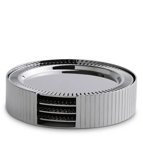 ANNA NEW YORK Striations Coasters, Set Of 4 In Holder - Silver