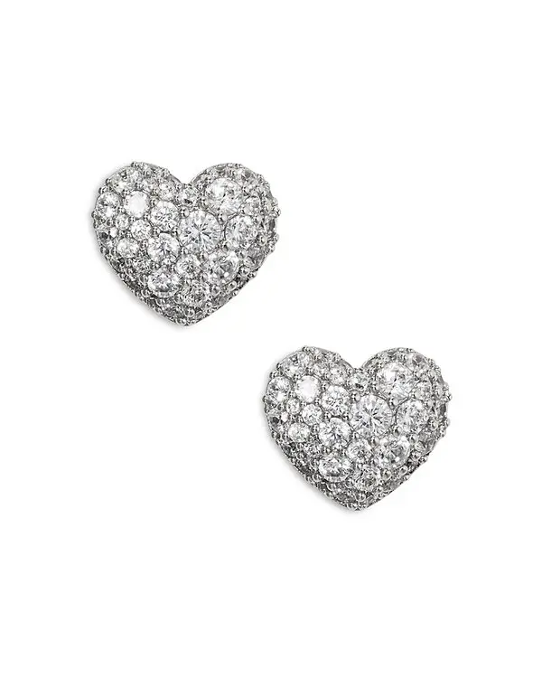Nadri Cubic Zirconia Heart Stud Earrings - Silver