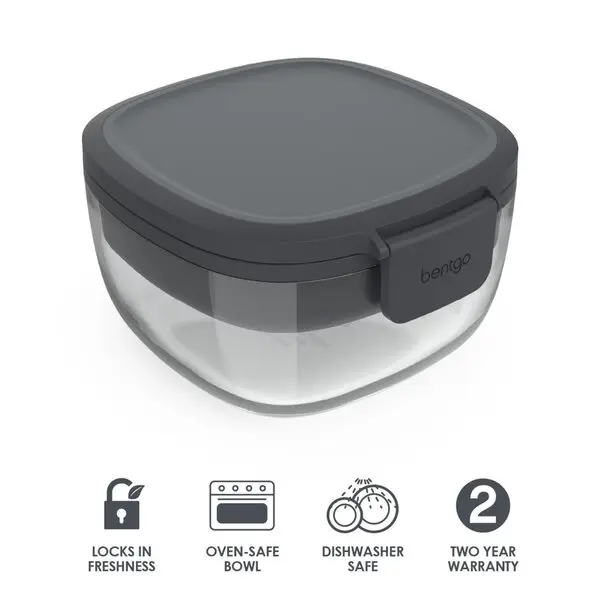 BENTGO Glass Leak Proof Salad Container - Dark Gray