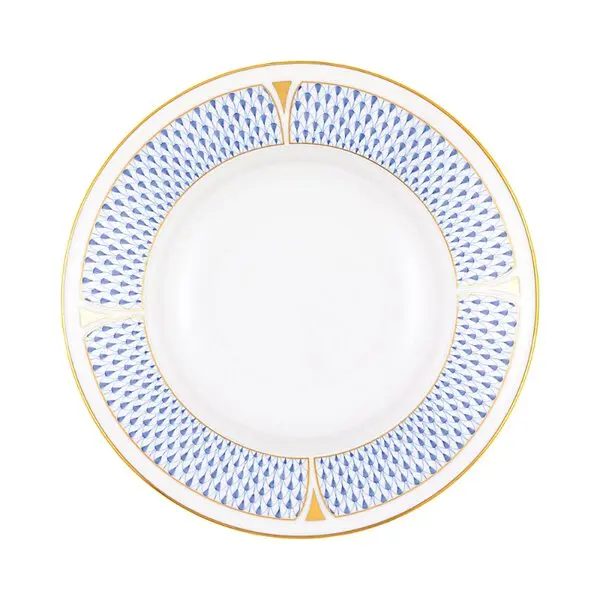 HEREND Art Deco Rim Soup Plate - Blue