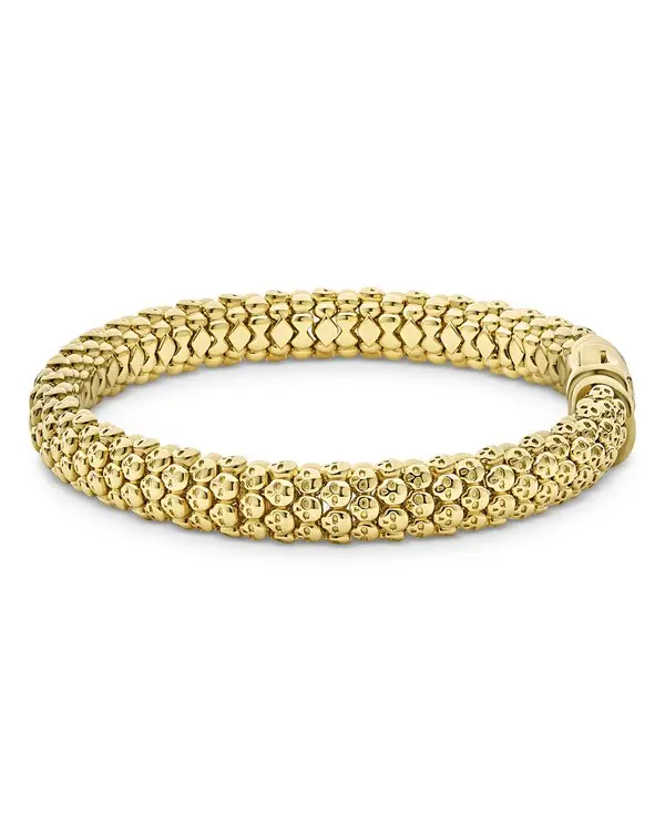 Lagos 18k Yellow Caviar Skull Bracelet