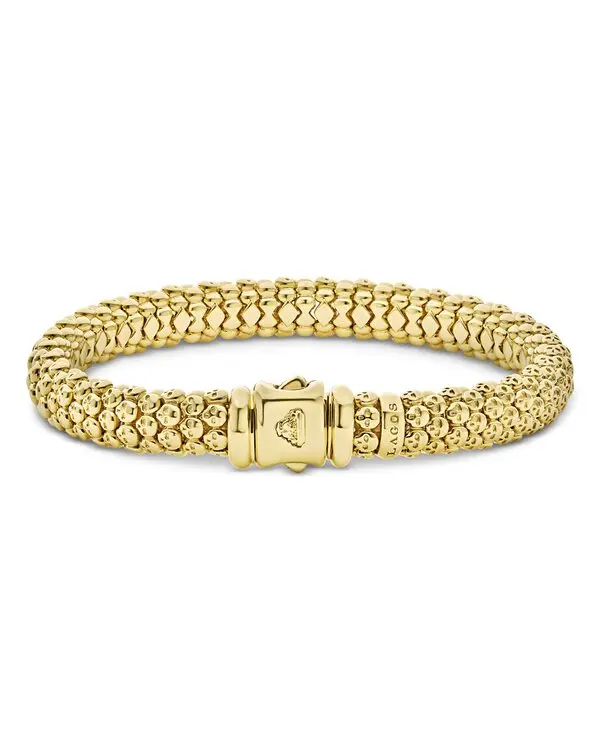 Lagos 18k Yellow Caviar Skull Bracelet