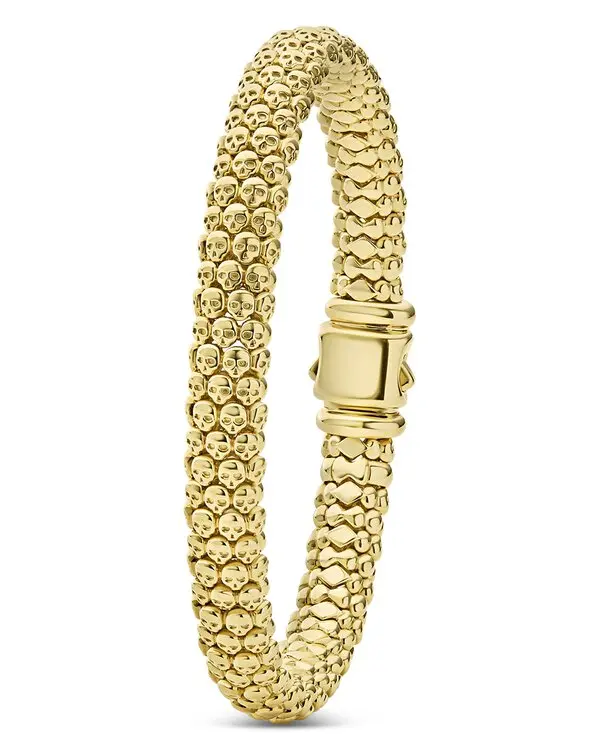 Lagos 18k Yellow Caviar Skull Bracelet
