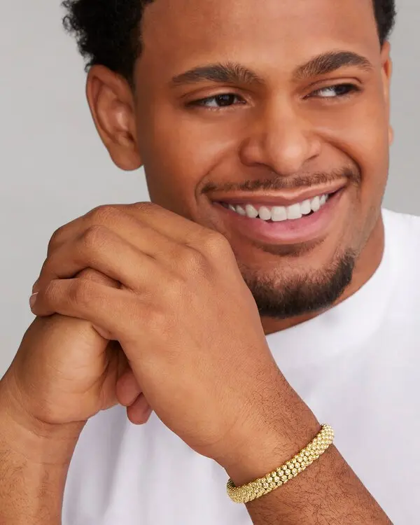 Lagos 18k Yellow Caviar Skull Bracelet