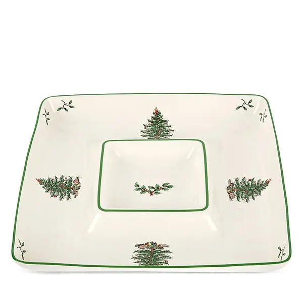 SPODE Christmas Tree Chip 'n Dip Tray - Square