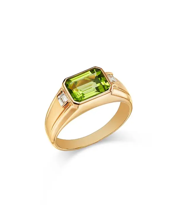 Bloomingdale'S Peridot And Diamond Ring - Green/gold