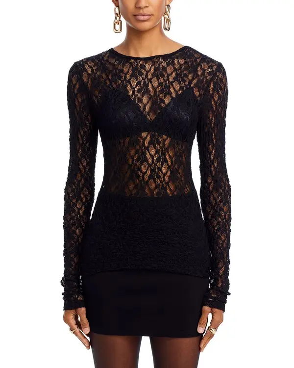 Frame Mesh Lace Top In Black - 76% Off | Editorialist