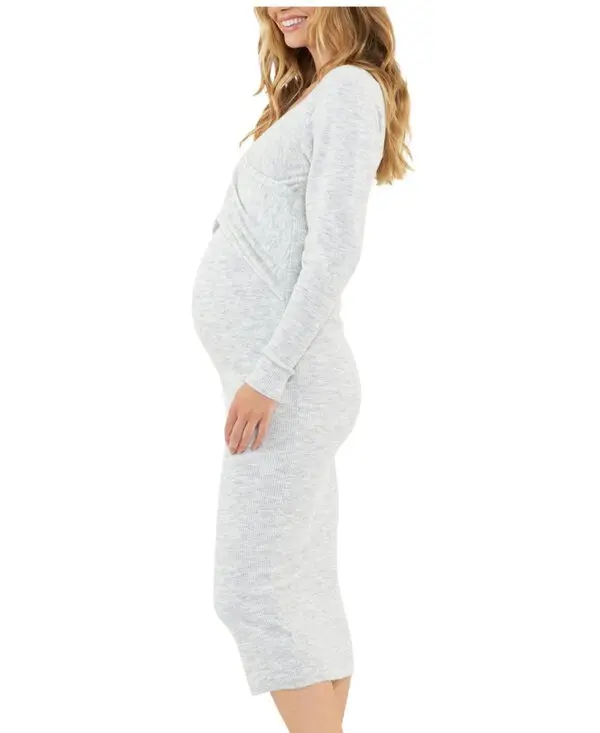 RIPE MATERNITY Heidi Nursing Knit Dress - Snow Marle
