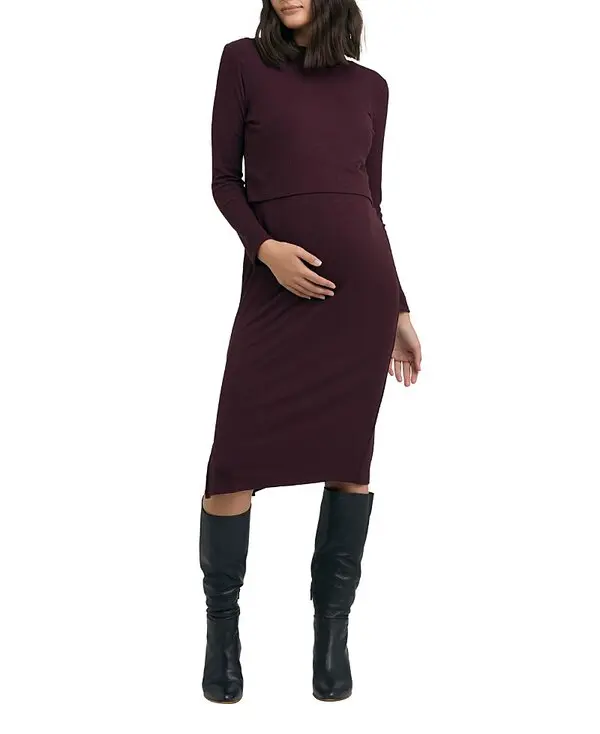 RIPE MATERNITY Ruby Rib Nursing Midi Dress