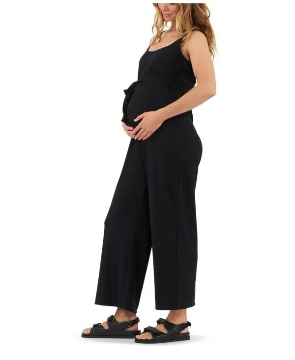 RIPE MATERNITY Bobby Rib Relaxed Jumpsuit - Black