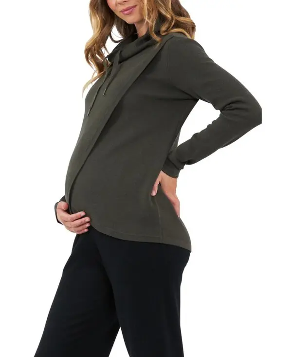 RIPE MATERNITY Cassie Cross Over Nursing Knit Sweater - Khaki