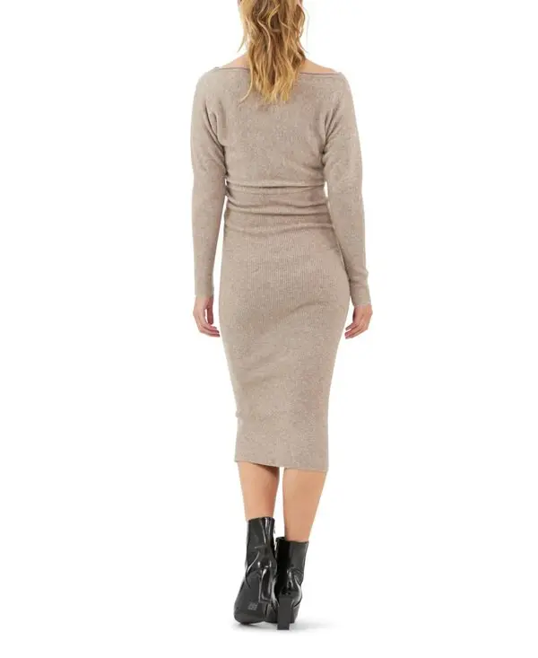 Ripe Maternity Tobie Off Shoulder Knit Dress - Mocha | Editorialist