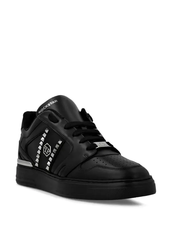 Philipp Plein Stud-embellished Leather Sneakers - Black