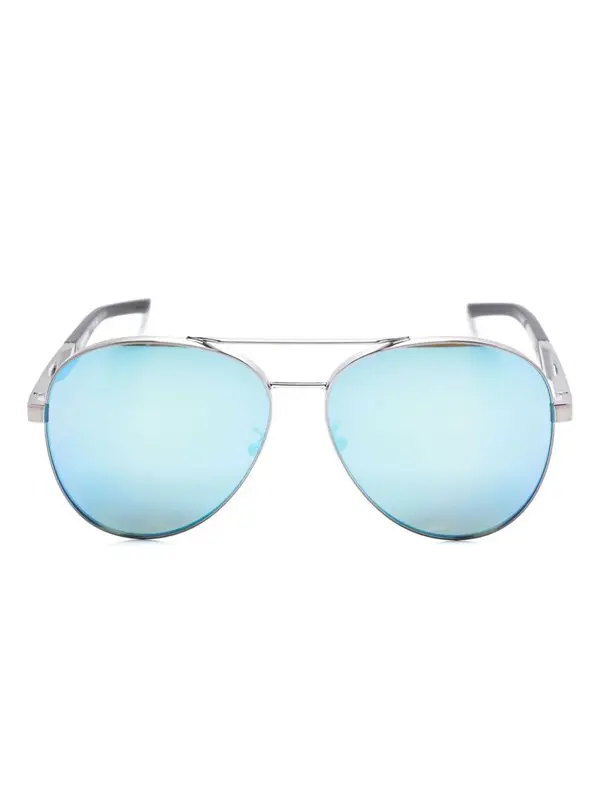 FERRARI Tone Metal Pilot Frame Sunglasses - Silver