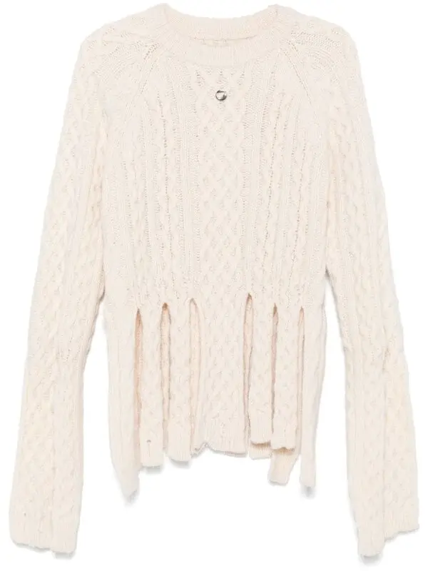 Coperni Shredded Cable Knit Sweater - Neutrals