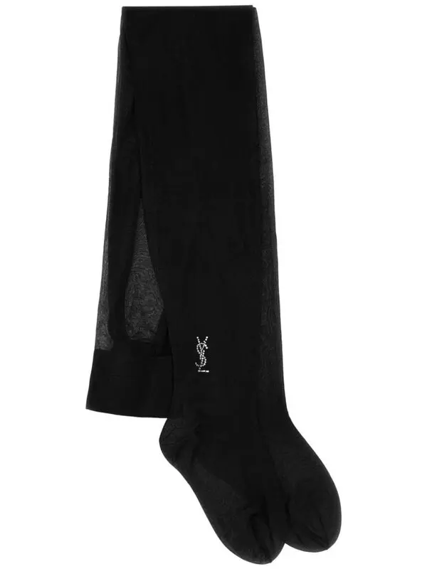 Saint Laurent Crystal-embellished Tights - Black