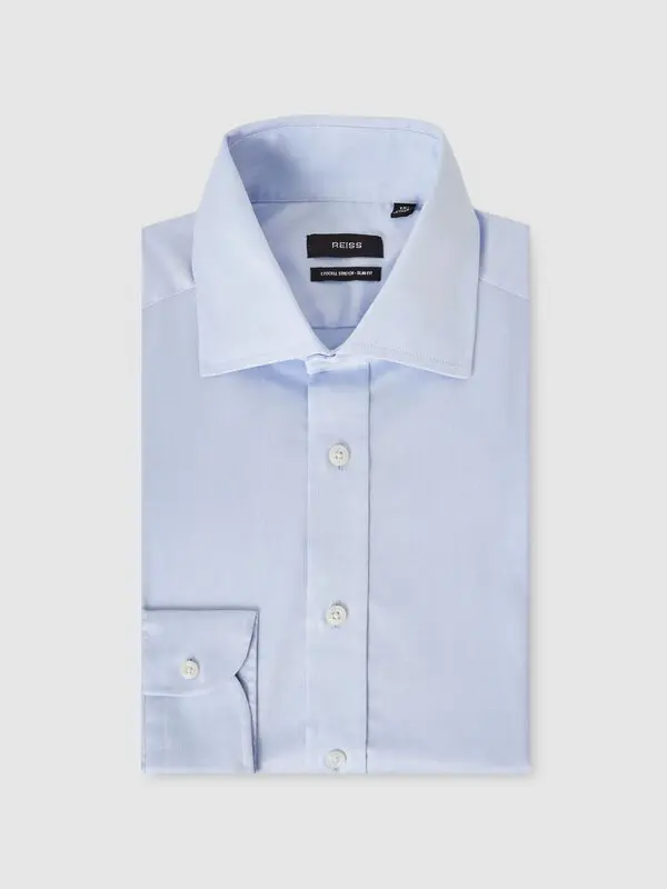 REISS Slim Bishopsgate Slim Fit Cotton-blend Stretch Shirt - Soft Blue