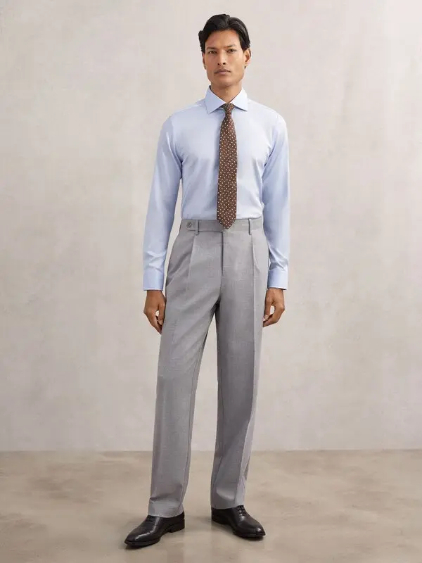 REISS Slim Bishopsgate Slim Fit Cotton-blend Stretch Shirt - Soft Blue