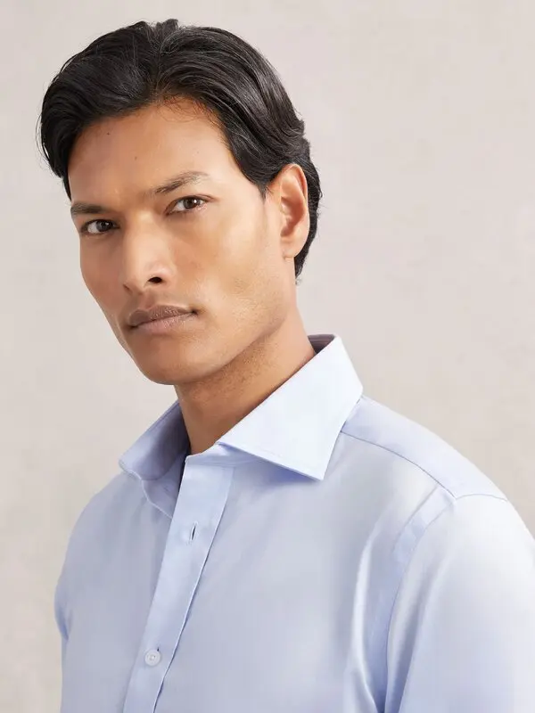 REISS Slim Bishopsgate Slim Fit Cotton-blend Stretch Shirt - Soft Blue