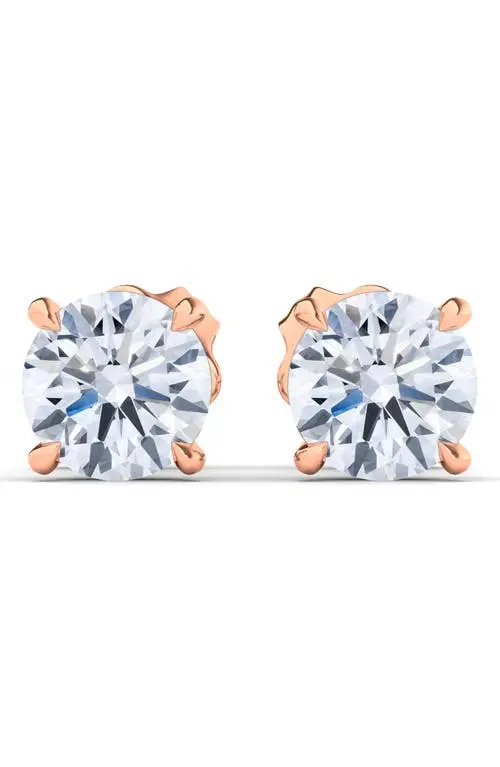 HAUTECARAT Round Brilliant Cut Lab Created Diamond Stud Earrings - 3.00 Ctw Rose Gold