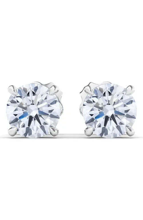 HAUTECARAT Round Brilliant Cut Lab Created Diamond Stud Earrings - 3.00 Ctw White Gold