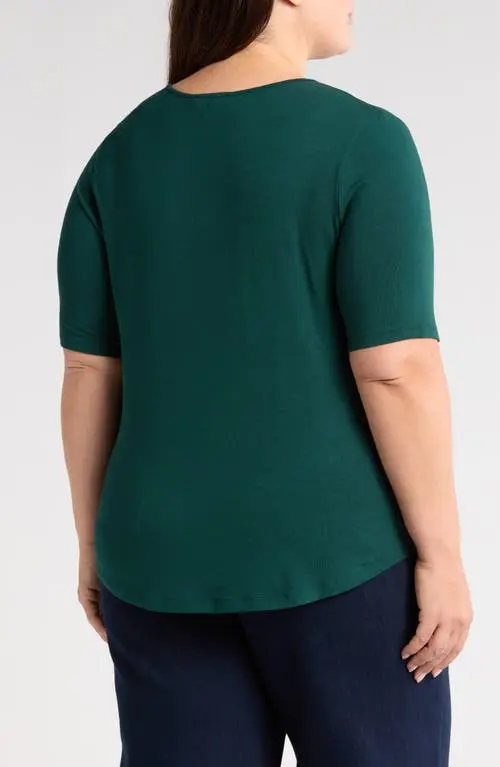 Universal Standard Lily Liquid Jersey Crewneck Top - Forest Green