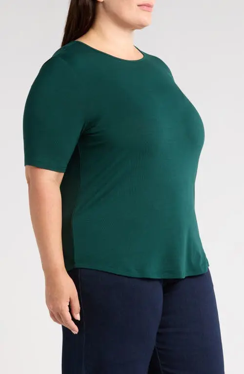 Universal Standard Lily Liquid Jersey Crewneck Top - Forest Green