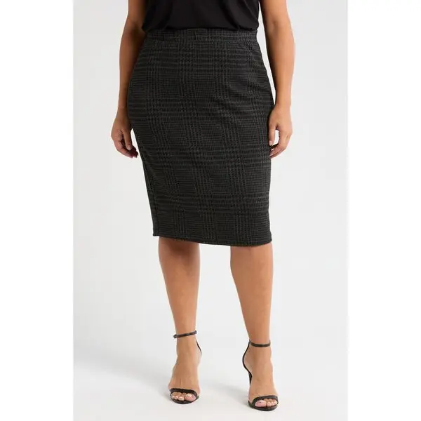 Universal Standard Danube Stretch Ponte Skirt - Charcoal Houndstooth